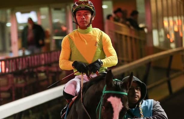 Jockey Jose Alvarez is sidelined after Sam Houston spill