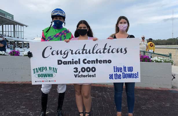 Jockey Daniel Centeno collects career win No. 3,000
